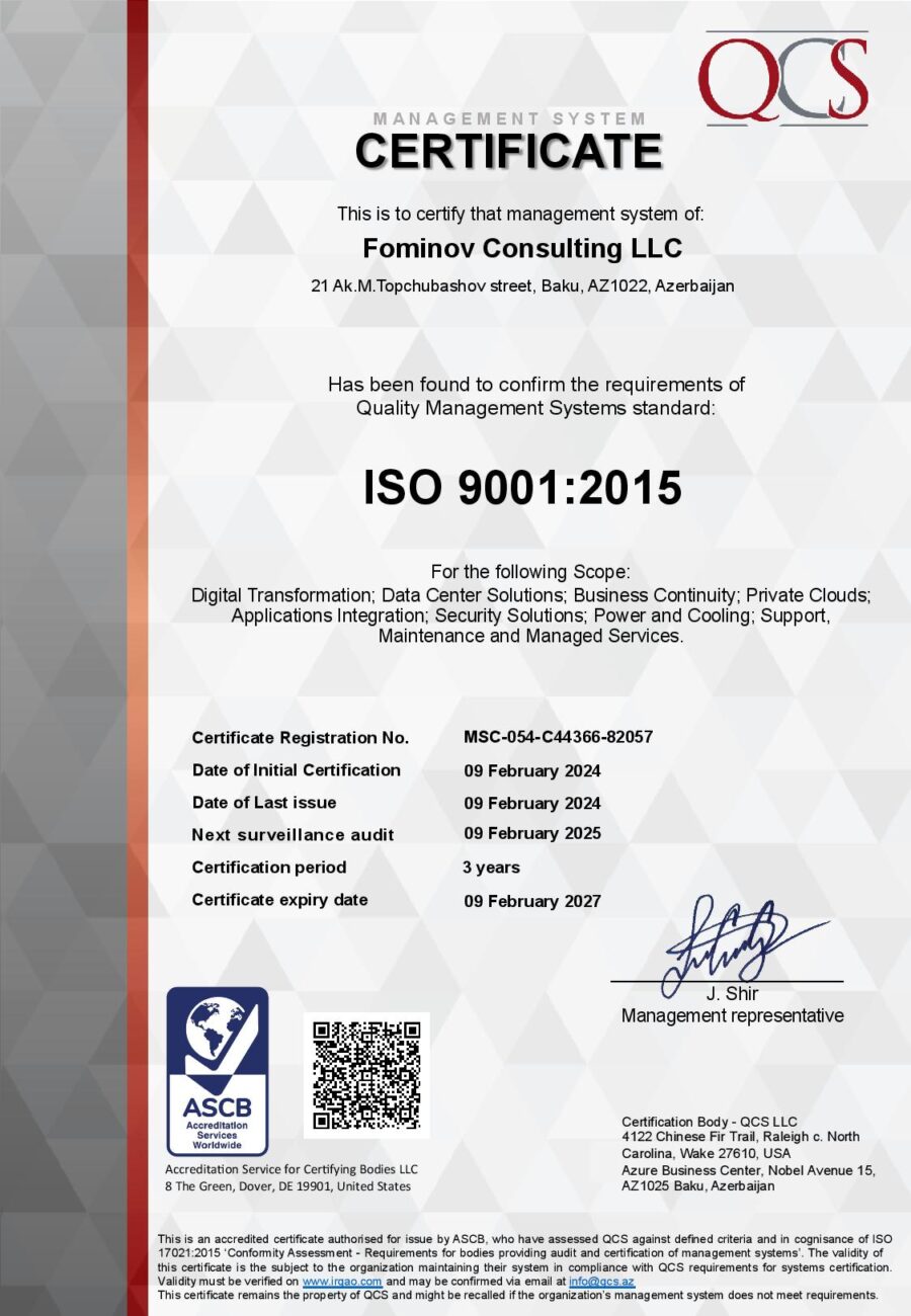 ISO 9001 certification successfully passed - Fominov Consulting